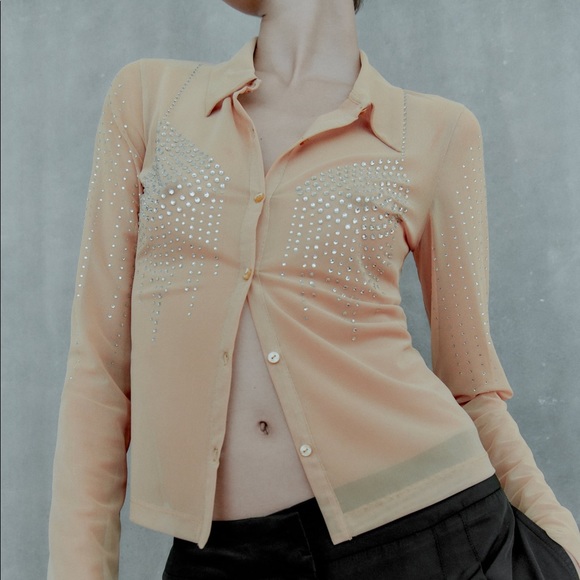 Zara | Tops | Zara Rhinestone Top | Poshmark